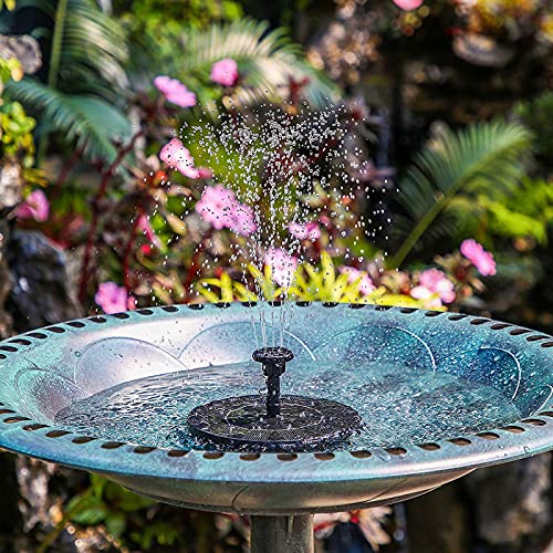Kemine Solar Bird Bath Fountain Pump 1.0W with 4 Nozzle and Connector Free Standing Floating Water for Bird Bath Garden Pond Fish Tank Aquarium Outdoor (A)