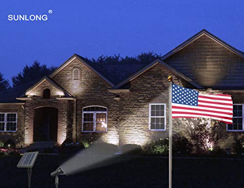 SUNLONG Solar Spotlights Outdoor Waterproof Bright Solar Wall Light Led Security Flood Light Solar Powered for Flag Patio Front Door Driveways-Automatically Activates at Dusk to Dawn (White)