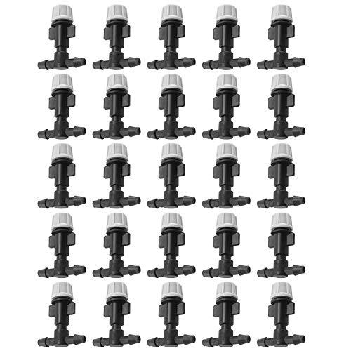 DGZZI 25PCS Adjustable Round Misting Emitter Drippers Connect with Tee Connector for Flower Pot Vegetable Garden Lawn Water Irrigation