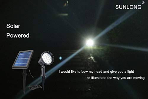 SUNLONG Solar Spotlights Outdoor Waterproof Bright Solar Wall Light Led Security Flood Light Solar Powered for Flag Patio Front Door Driveways-Automatically Activates at Dusk to Dawn (White)