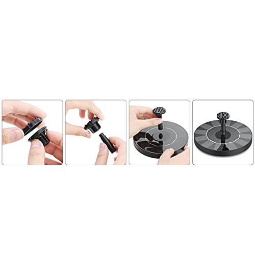 Kemine Solar Bird Bath Fountain Pump 1.0W with 4 Nozzle and Connector Free Standing Floating Water for Bird Bath Garden Pond Fish Tank Aquarium Outdoor (A)