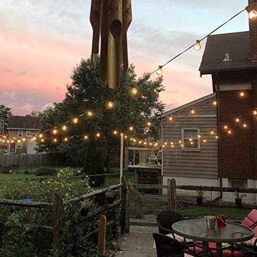 LED Globe String Lights Outdoor G40 25Feet with 27 LED Shatterproof Clear Globe Bulbs (2 Spare), Warm White Connectable Patio Lights for Backyard Garden Pergola Tents Gazebo Party Decor,Black Wire