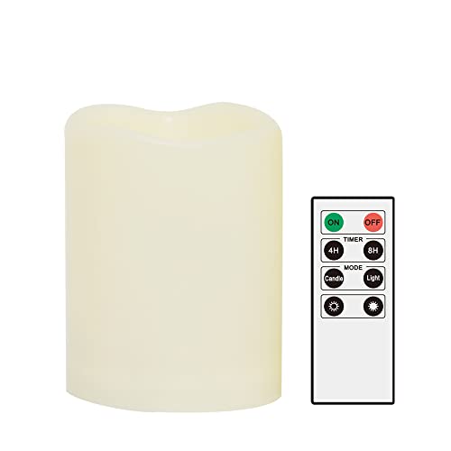 Battery Operated Outdoor Indoor Flameless Candle Electric Waterproof Flickering LED Pillar Candle with Remote Timer for Christmas Halloween Wedding Home Garden Party Decorations Table Centerpiece