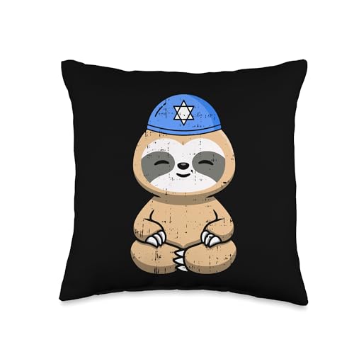 Hanukkah Cloths Sloth Men Women Kids Gifts Jewish Sloth Hanukkah Chanukah Star of David Men Women Kids Throw Pillow, 16x16, Multicolor