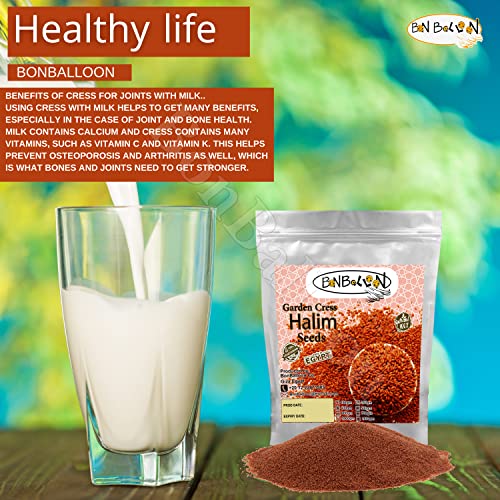 bonballoon (14 oz / 400 gm) Organic Herbal Garden Cress Seed Seeds Lepidium Sativum Halim Chandrashoor Chandrasur Cresson De Fontaine For Agriculture & Health حب الرشاد