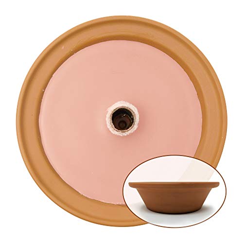 Hyoola 5 Hour Outdoor Firebowl Candle - Unscented Large Flame Wick in Terra Cotta Bowl - Insect and Mosquito Repellent Effect - for Table, Patio, Yard, Camping, Outdoors - Peach.