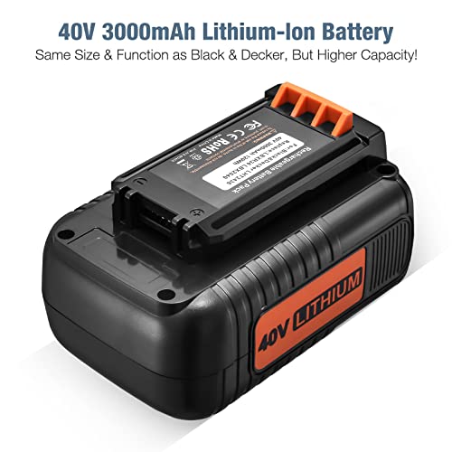 Dutyone 2 Pack 3.0Ah Replacement Battery for Black and Decker 40V Max Cordless Power Tool LST540 LST136W LCS1240 Lithium Battery LBXR36 LBXR2036 LBX1540 LBX2040 LBX2540 40volt Lithium Batteries
