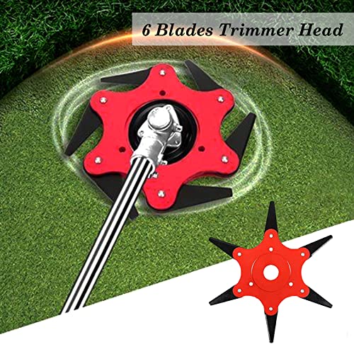 Universal 6 Teeth Trimmer Head, Blade Adapter Kit, 6 Steel Razors Trimmer Head, Thrust Plate Guard Washer, Thrust Washer, Rider Plate, Lock nut, Lawn Machine Parts Replacement Accessary