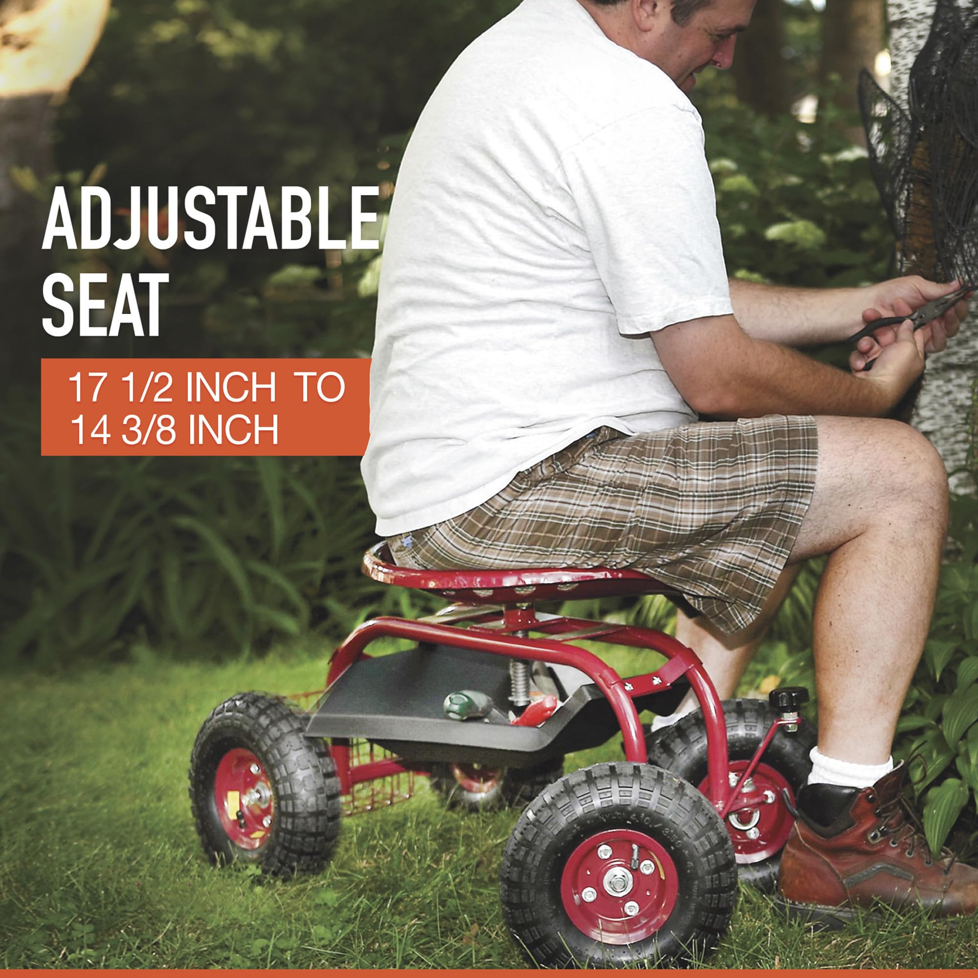 Ironton Rolling Garden Seat with Turnbar