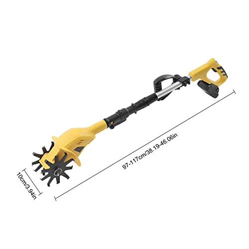 Cordless Tiller Cultivator 20V 250RPM Electric Tiller Handheld Battery Powered Garden Cultivator with Telescopic Rod for Lawn,Farms,Yard,Soil (Cultivation Width 3.9"/ Depth: 6.7")