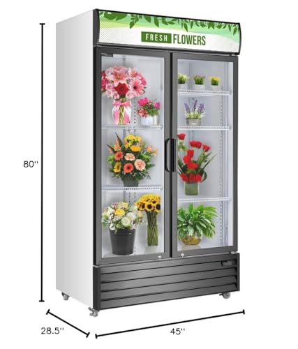 Procool Refrigeration Glass 2 Door Floral Display Cooler "Fresh Flowers" Design; 35 Cubic Ft., 45" Wide