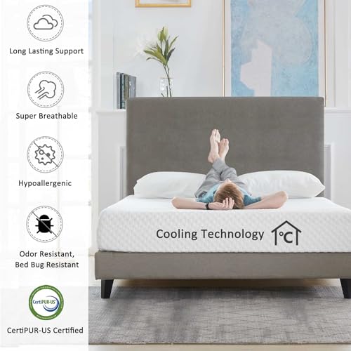 Mdhitsox Twin Mattress for Kids, Memory Foam Mattress, Cool Gel Mattress, Medium Firm Kids Mattress for Bunk Bed, Pressure Relief, CertiPUR-US Certified (10 Inch)