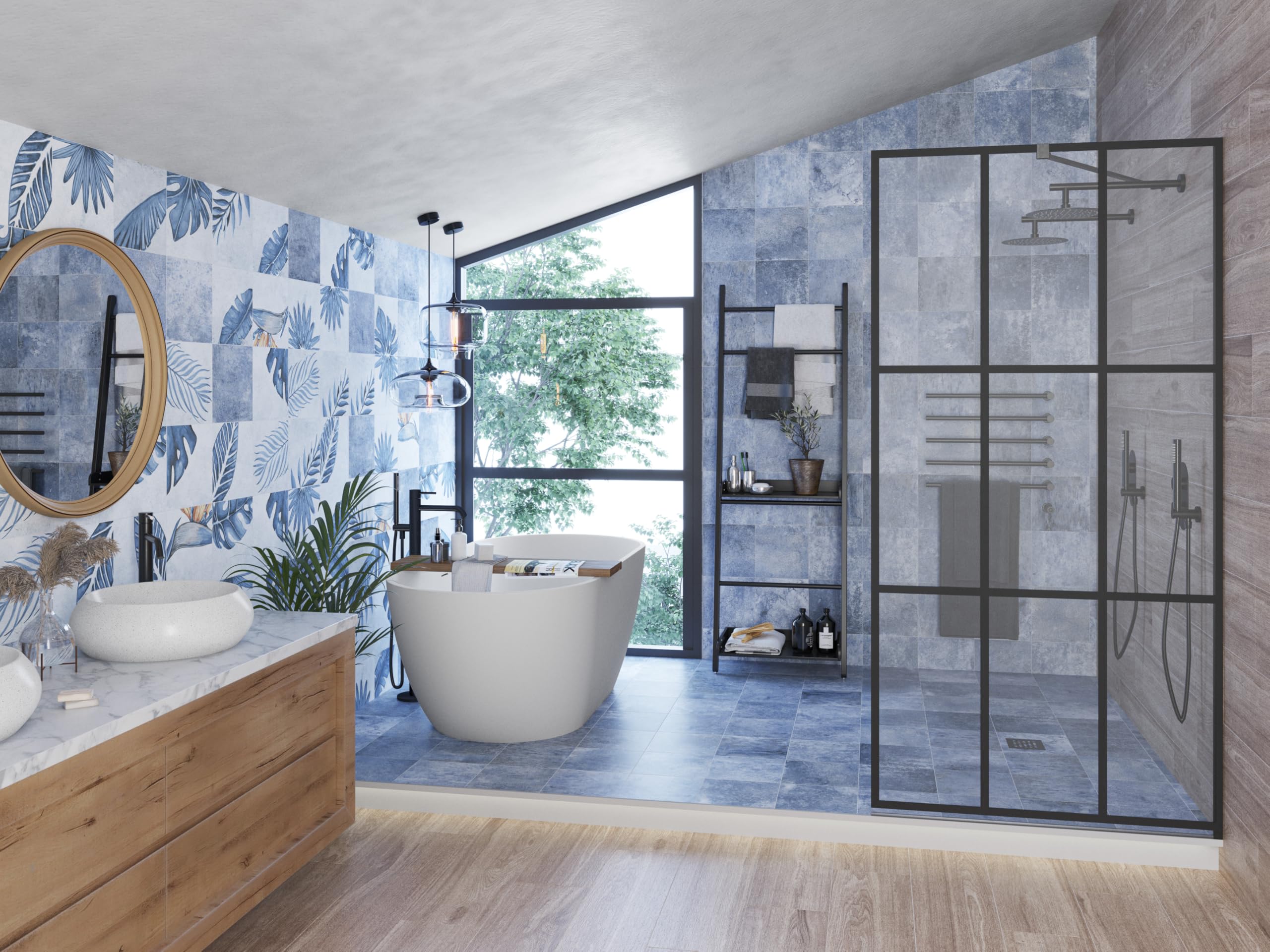 Merola Tile Nusa Sapphire 9-3/4" x 9-3/4" Porcelain Floor and Wall Tile
