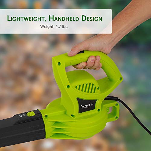 SereneLife PSLHTM30 Electric Corded Handheld Leaf Blower - 6 Amp High Powered Motor 135 MPH Air Power Compact Lawn Garden Yard Hand Held Dust Weed Grass Sweeper Tool w/ 10ft Cord, Black