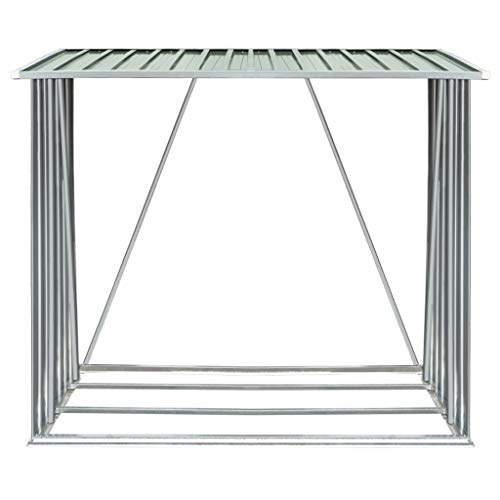 vidaXL Garden Log Storage Shed Galvanized Steel 64.2"x32.7"x60.6" Green