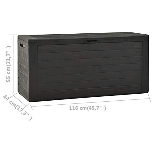 Tidyard Garden Storage Box PP Storage Cabinet 76.6 Gal Deck Box Garden Organizer Toolbox for Patio, Lawn, Poolside, Backyard Outdoor Furniture 45.7 x 17.3 x 21.7 Inches (W x D x H)