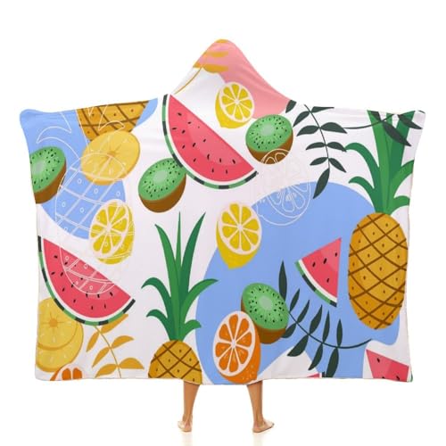 TaoYTao 60"x80" Women Summer Fruit Pattern Blanket Hoodie, Foldable Wearable Funny Hooded Blanket Robe Cloak, Christmas Birthday Gifts Anniversary For Wife Girlfriend Women