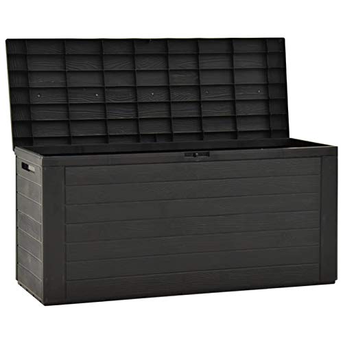 Tidyard Garden Storage Box PP Storage Cabinet 76.6 Gal Deck Box Garden Organizer Toolbox for Patio, Lawn, Poolside, Backyard Outdoor Furniture 45.7 x 17.3 x 21.7 Inches (W x D x H)