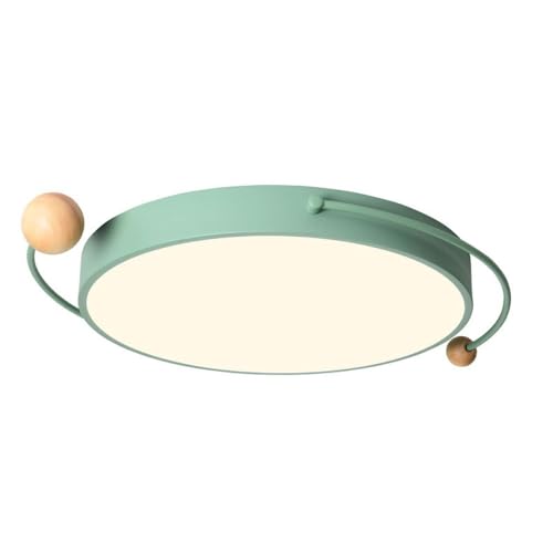 Green Simple and Atmospheric Round Ceiling Lamp Creative And Warm Log Decorative Hanging Lamp Boys Girls Bedroom Study Room Dining Room Kindergarten Flush Mount Ceiling Light Fixture ( Color : White l