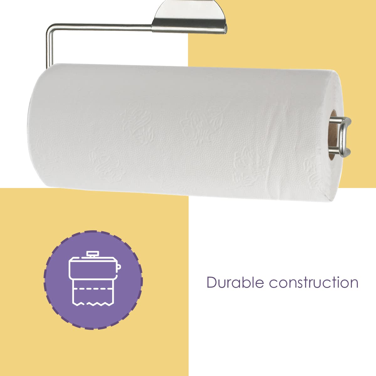 Over-The-Cabinet Paper Towel Holder For Kitchen (Satin Nickel), By Home Basics | Steel Paper Towel Holder For Cabinet Door