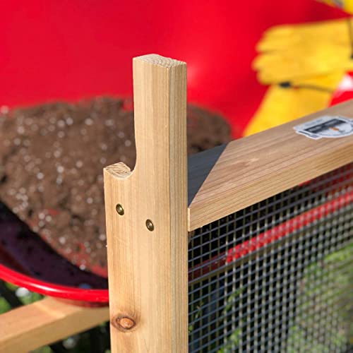 Raw Rutes Cedar Garden Sifter for Compost, Dirt and Potting Soil - Made in The USA - Sustainable Cedar - Heavy Duty Stainless Grate (Wheelbarrow Garden Sifter)