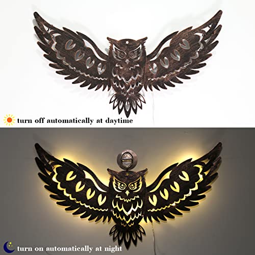 DIINOR Solar Wall Lights Owl Hanging Solar Lights Outdoor Metal Solar Garden Lights Porch Patio Yard Decorative Warm White