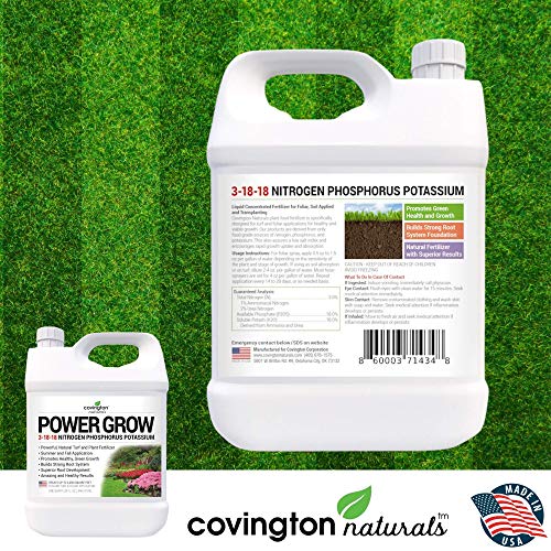 Liquid Lawn Fertilizer, 3-18-18 NPK Grass Fertilizer, Premium Lawn and Plant Nutrient Liquid Fertilizer and Food β Year Round Concentrate for Best Value β All Grass Types β 32 OZ