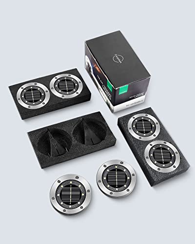 Carpdiem Solar Ground Lights,6 Packs New 8Led Flat Solar Disk Lights Outdoor Waterproof, Solar Puck Lights In-Ground Solar Disc Lights,Garden Solar Lights,Solar Yard Lights,Pathway Lights, Cold White