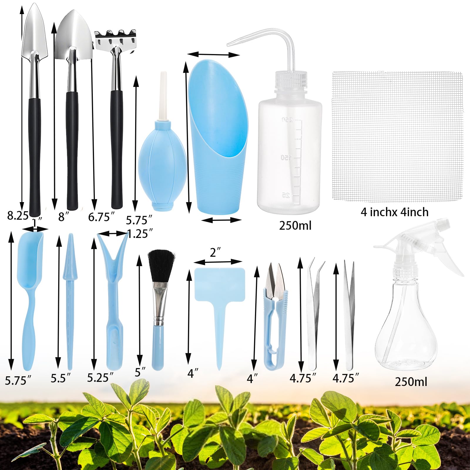 TOPZEA 23 Pack Succulent Tool Set, 39.4" Plant Repotting Mat Indoor Transplanting Tools Supplies Miniature Succulent Hand Tools with Plant Potting Mat, Garden Mini Gardening Tools Set for Plant Care