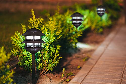 NUVO SF76/632 One 2 Louver Hood Outdoor Pagoda Landscape Pathway Light, 2 Tier-Small, Old Bronze