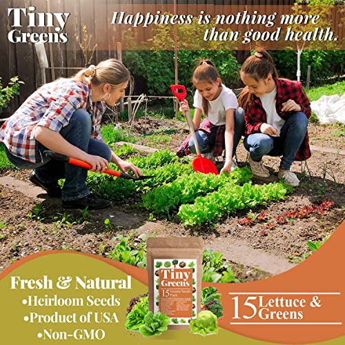 15 Heirloom Lettuce & Leafy Vegetable Seeds | 4000+ Seeds | Non GMO Seeds for Planting | Hydroponic Garden Seeds - Indoors or Outdoor