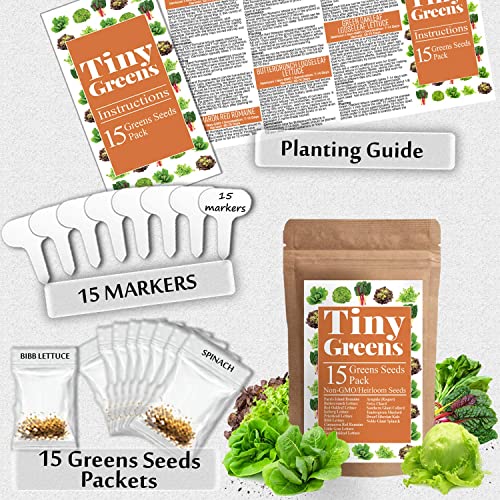 15 Heirloom Lettuce & Leafy Vegetable Seeds | 4000+ Seeds | Non GMO Seeds for Planting | Hydroponic Garden Seeds - Indoors or Outdoor