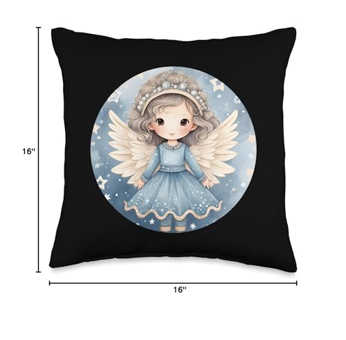 Blue Winter Accessories For Women Cute Christmas Angel Throw Pillow