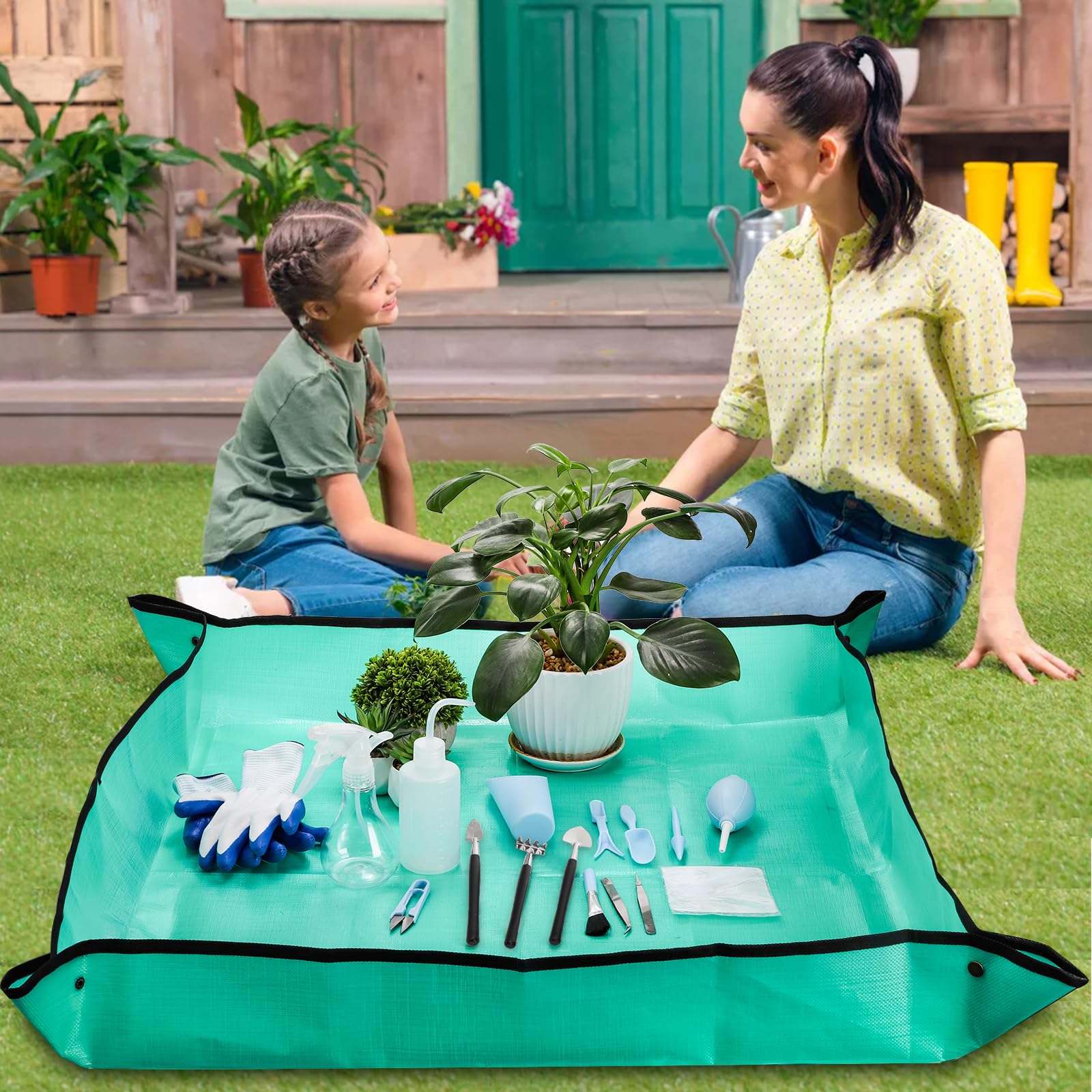 TOPZEA 23 Pack Succulent Tool Set, 39.4" Plant Repotting Mat Indoor Transplanting Tools Supplies Miniature Succulent Hand Tools with Plant Potting Mat, Garden Mini Gardening Tools Set for Plant Care