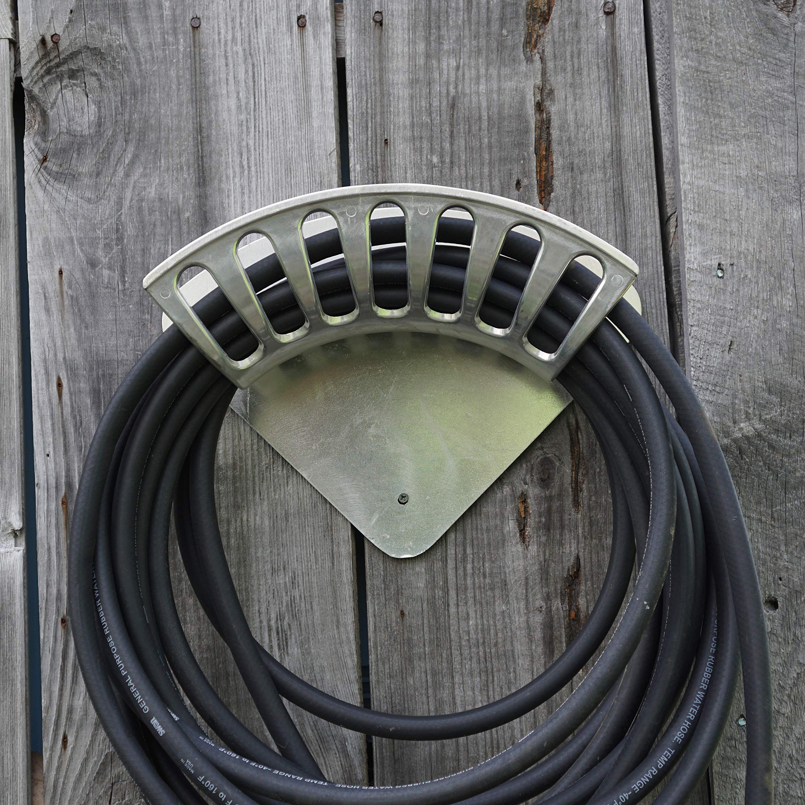 Kings County Tools 16" Cast Aluminum Hose Rack | Elegant Curved Design | Quality & Sturdy Material | Holds 100-Feet of 5/8β Hose | Single Piece Attachment