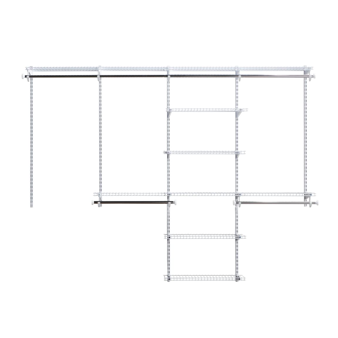 Rubbermaid Configurations Deluxe Closet Kit, White, 4-8 Ft., Wire Shelving Kit with Expandable Shelving and Telescoping Rods, Custom Closet Organization System, Easy Installation