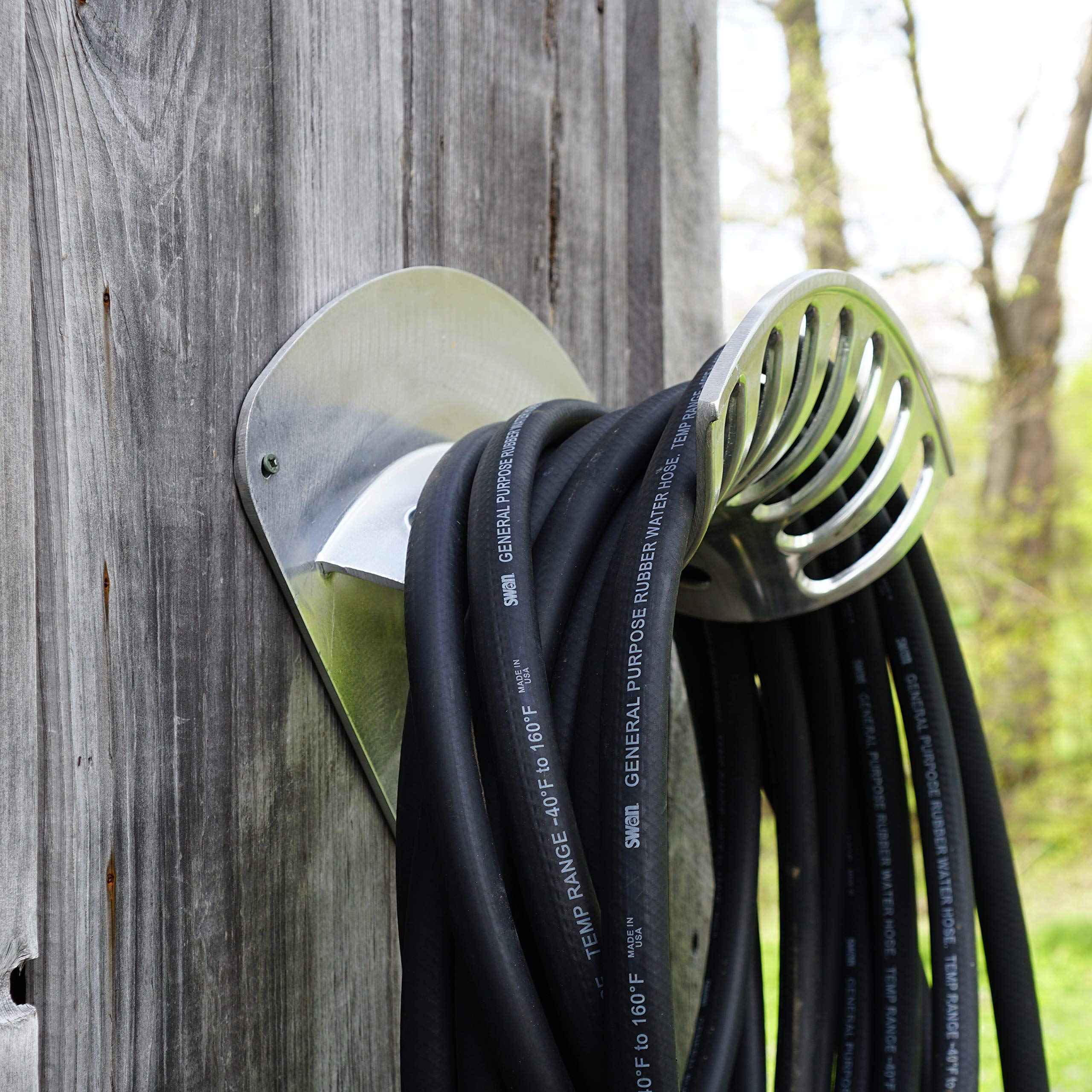 Kings County Tools 16" Cast Aluminum Hose Rack | Elegant Curved Design | Quality & Sturdy Material | Holds 100-Feet of 5/8β Hose | Single Piece Attachment