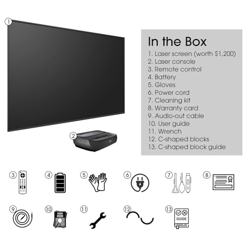 Hisense 100L9G-CINE100A 4K UHD Laser TV, Triple-Laser UST Projector with 100 inch ALR Screen (Renewed) Bundle with 2 YR CPS Enhanced Protection Pack