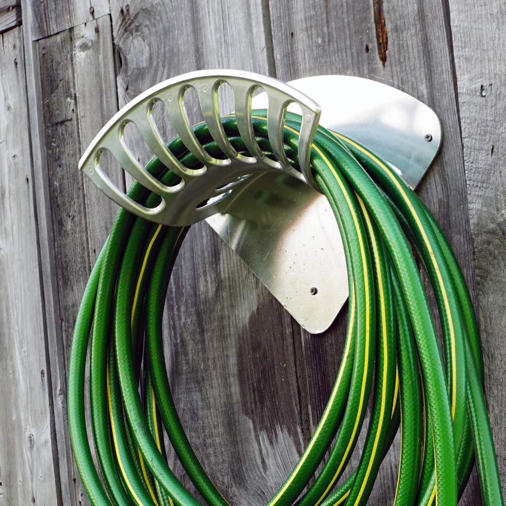 Kings County Tools 16" Cast Aluminum Hose Rack | Elegant Curved Design | Quality & Sturdy Material | Holds 100-Feet of 5/8β Hose | Single Piece Attachment