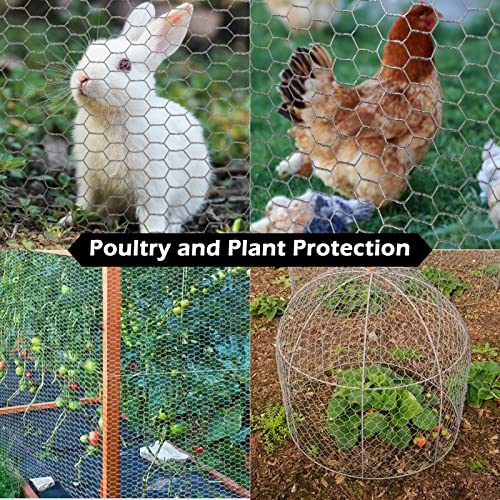 Chicken Wire Fencing Mesh 16.9 inch X 32.8 Ft, 0.6 Inch Hexagonal Galvanized Floral Chicken Wire Fence for Crafts Garden Poultry, Metal Hardware Cloth Netting for Chicken Coops Rabbit Rodent Cage