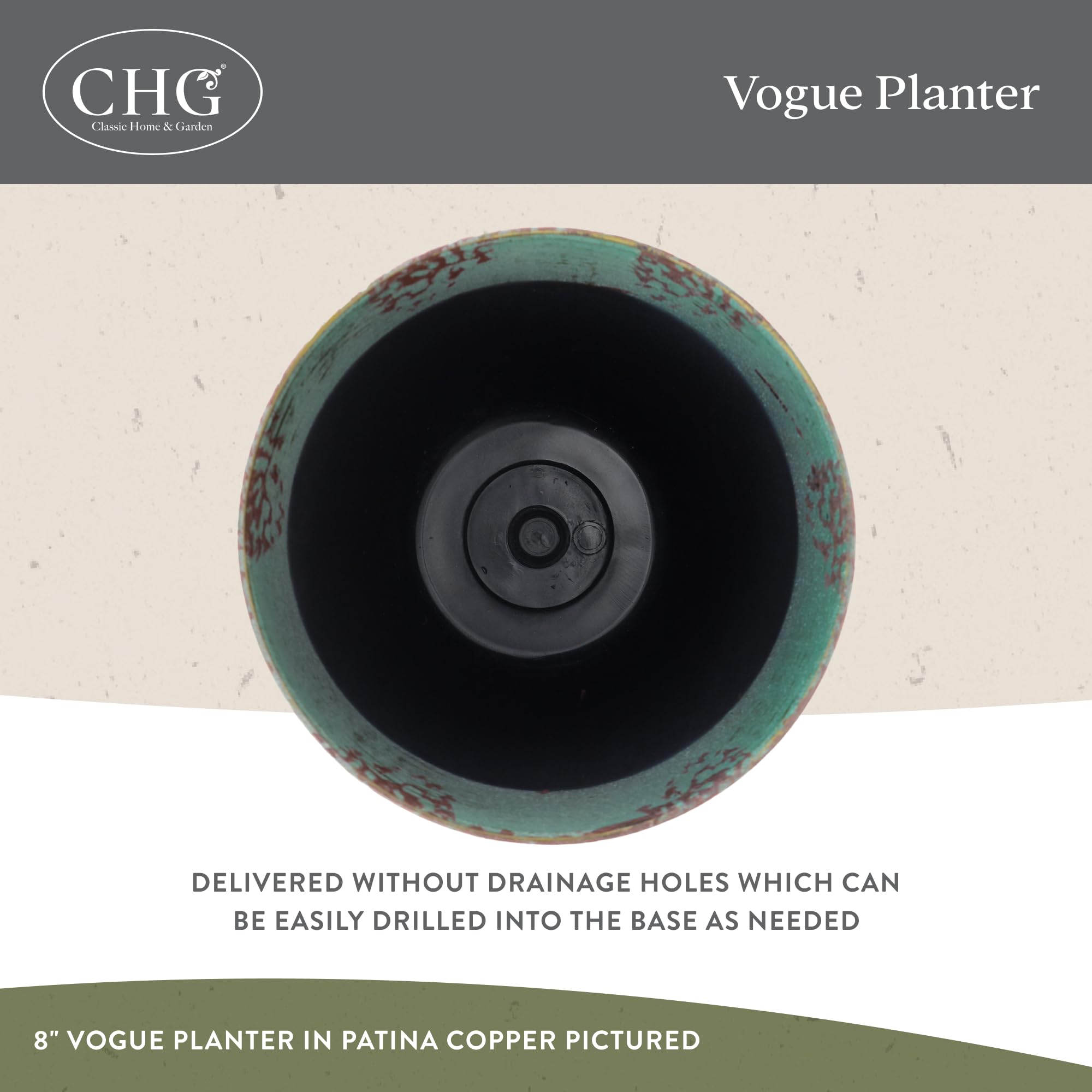 Classic Home and Garden 3/807G/1 Premiere Collection Planter, Vogue 8", Willow Green