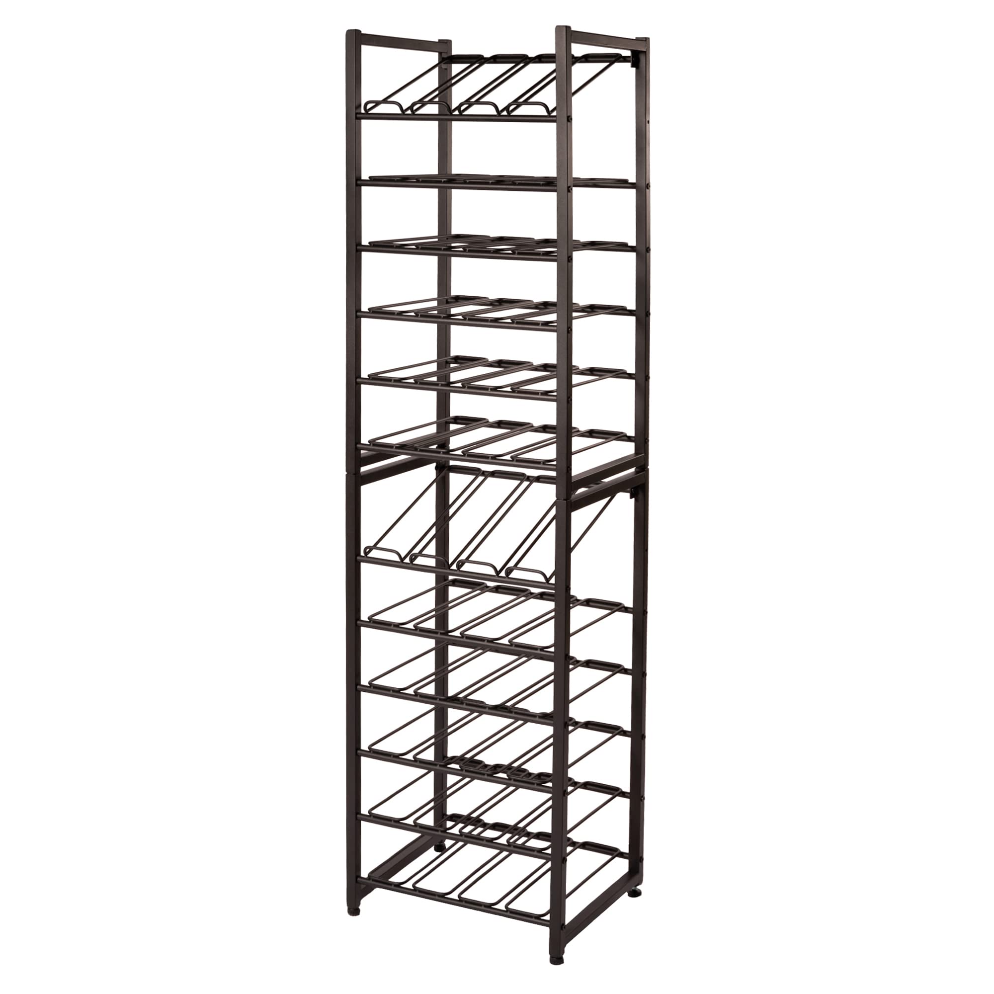 neatfreak Freestanding Wine Rack Stackable Bottle Holder for Up to 24 Wine Bottles - Industrial Kitchen Storage Bottle Display Stand - Matte Black Metal Construction - 16.5 x 13.5 x 31.6in