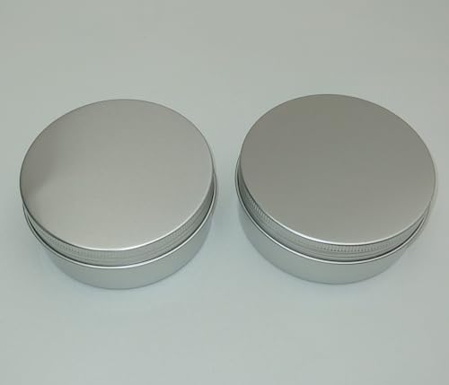 JL Missouri Parts & Misc. 2x 3.75 Diameter 1.5" Deep 8 oz Ounce Aluminum Tin Cans. Bare Screw Top New Containers Storage Cream Spices Etc