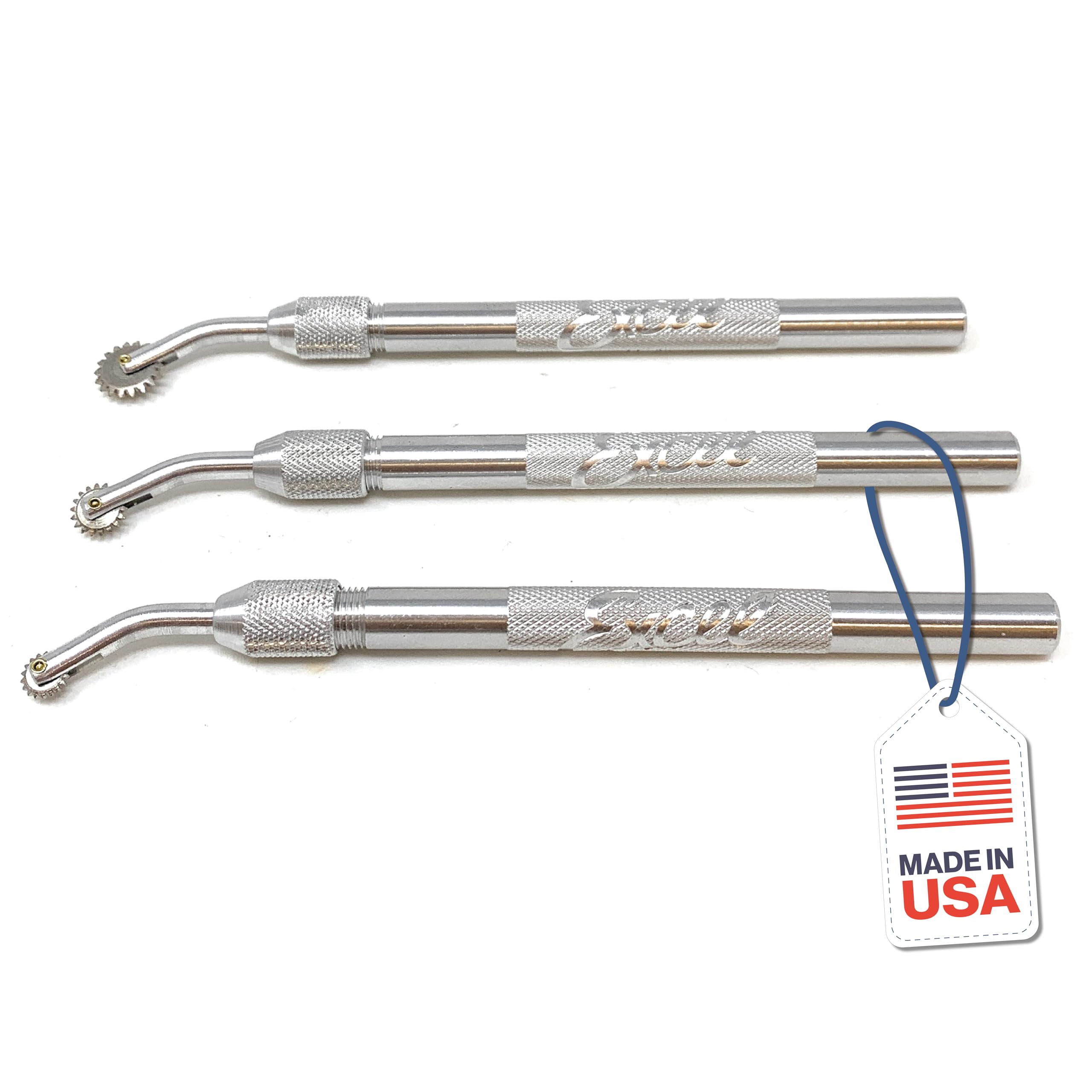 Excel Blades 3 Piece Excel Pounce Wheel Sets, Fabric Tracing Wheel, Embossing Tool and Perforator, Includes 3 Head Attachments, Great for Indentations