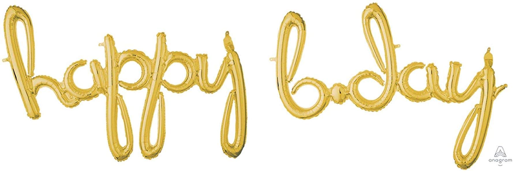 Air-Filled "happy bday" Script Foil Balloon Gold - 27" x 29" 2 Pcs