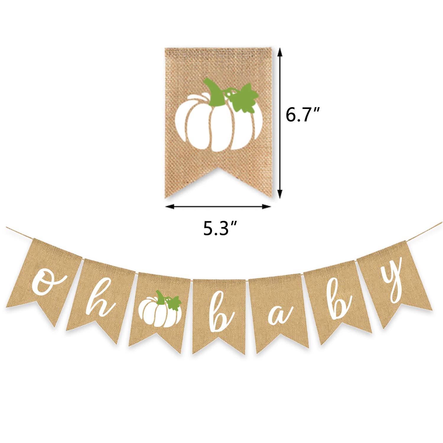 Gankbite White Pumpkin Baby Shower Fall Banner Gender Neutral Autumn Welcome Baby Burlap Garland Decor