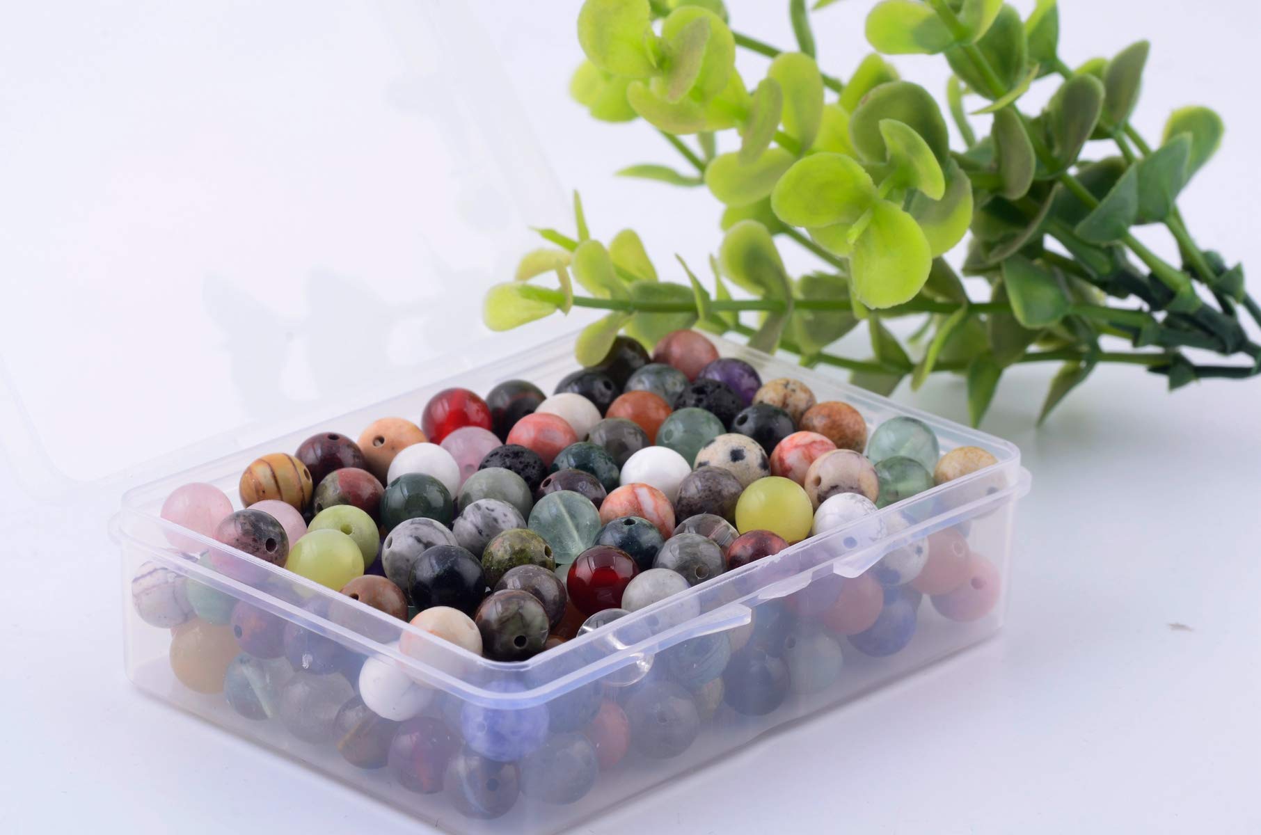 Natural Stone Beads 200pcs Mixed 8mm Round Genuine Real Stone Beading Loose Gemstone Hole Size 1mm DIY Charm Smooth Beads for Bracelet Necklace Earrings Jewelry Making (Stone Beads Mix 200pcs)
