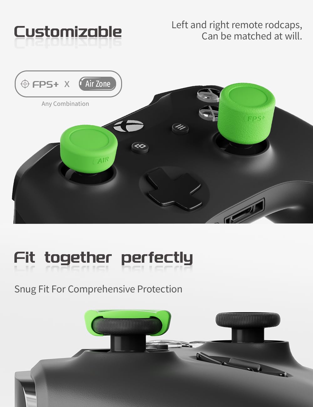 ELETIUO 5 Pairs/10 Pcs Thumb Grips Set for Xbox Series X/S,Xbox One,Xbox One X/S Controller,Anti-Slip Silicone Joystick Cap with 5 Designs, Custom Analog Thumbsticks Cover,Green