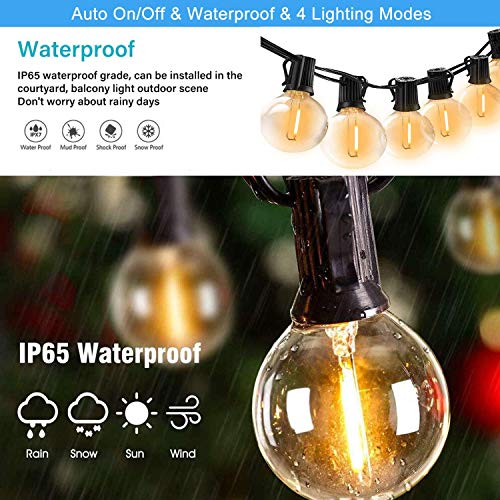 Lomotech Solar String Lights Outdoor, 32ft 25 LED Bulbs Globe Patio Sting Lights with 1 Spare Bulb, Waterproof Hanging Lights Outdoor for Yard, Gazebo, Porch, Cafe, Bistro, Garden (Plastic Bulb)