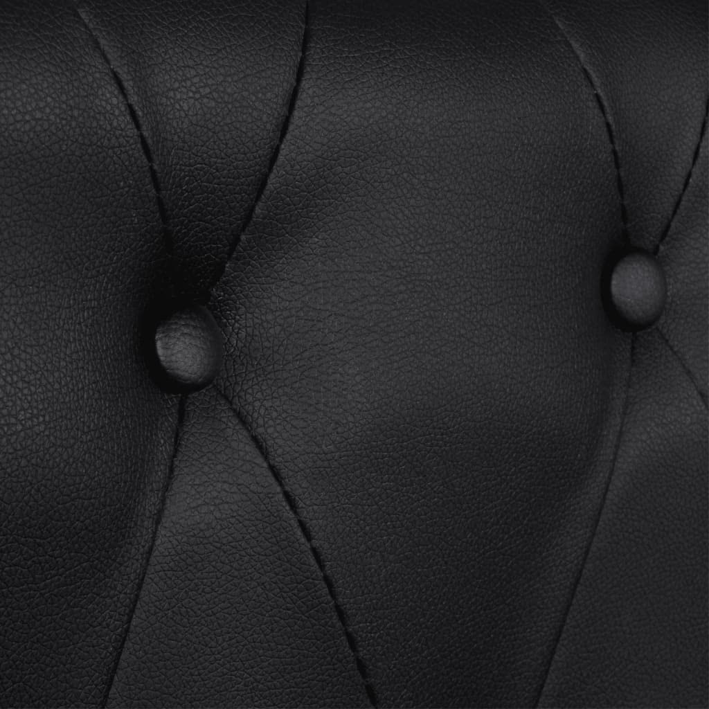 CUSON Chesterfield Sofa 3-Seater | Modern 3-Seat Sofa Couch | Living Room Sofa | Black Artificial Leather with Wooden Frame 78.9" x 30" x 27.6"